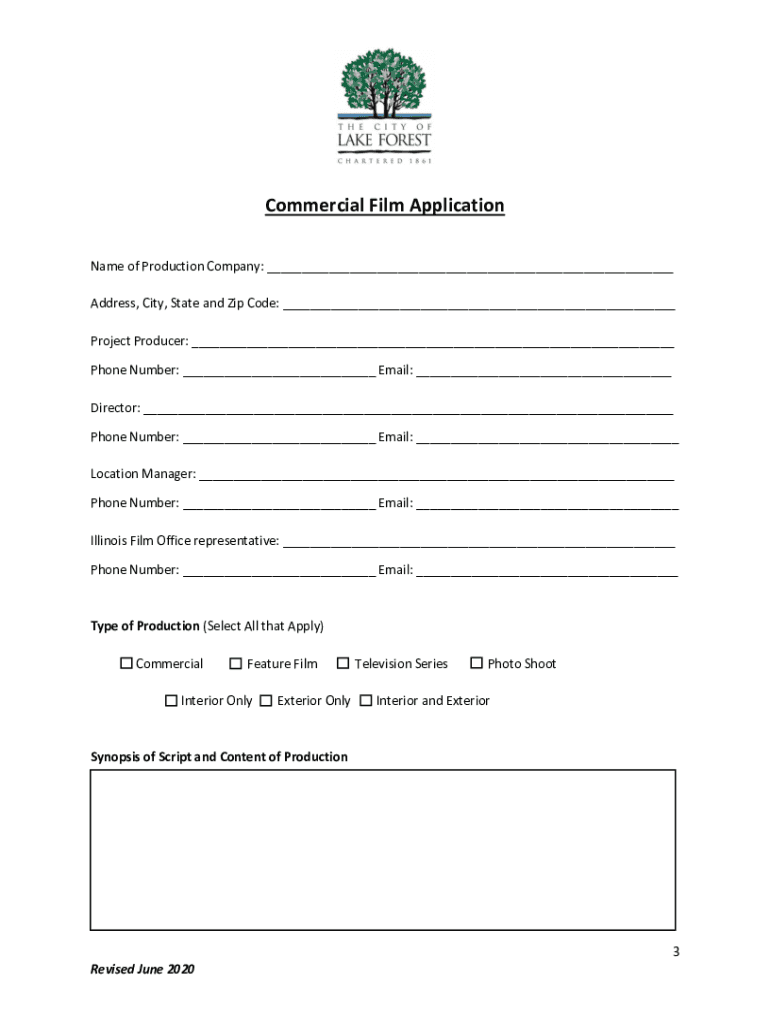 Fillable Online COMMERCIAL FILMING PERMIT GUIDELINES Fax Email Print ...