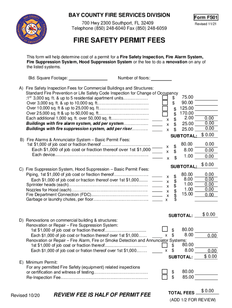 Fillable Online FS01 Fire Safety Inspection Calculation Form Fax Email ...