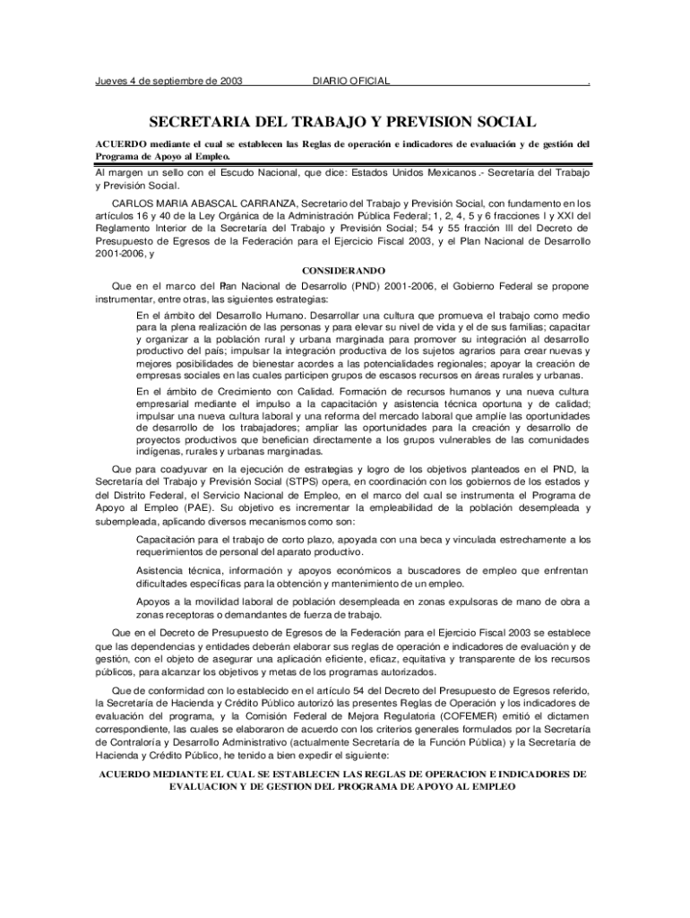 Fillable Online Acuerdo mediante el cual se establecen las Reglas de ... - DOF Fax Email Print ...