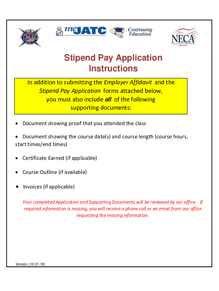 Fillable Online Stipend Pay Application Instructions Fax Email Print ...