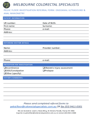 Fillable Online Continence/Pelvic Floor Physiotherapy Referral Form Fax ...