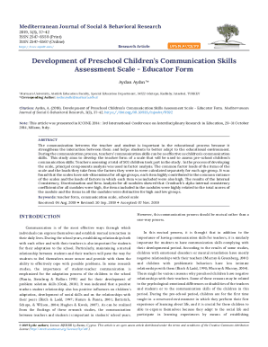 Fillable Online Development of Preschool Childrens Communication Skills ...