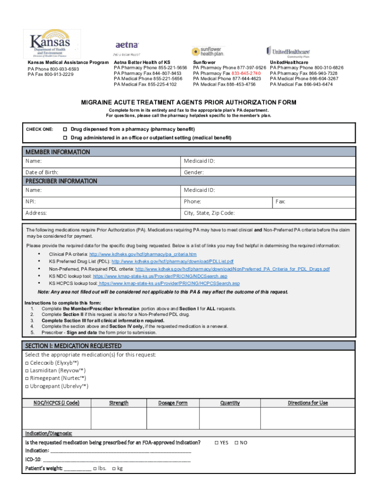 Fillable Online General Prior Authorization Request Kmap State Ks Us ...