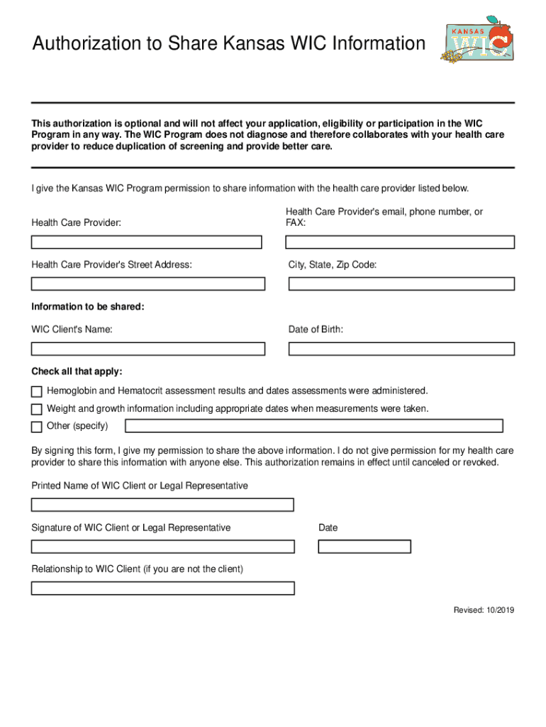 Fillable Online www.kansaswic.orgKANSASWICSpecialAuthorizationKansas ...