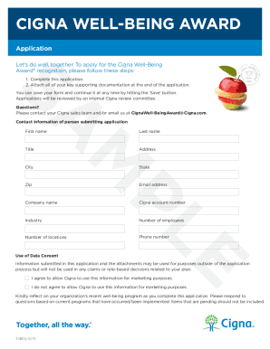 Fillable Online CIGNA WELL-BEING AWARD Fax Email Print - pdfFiller