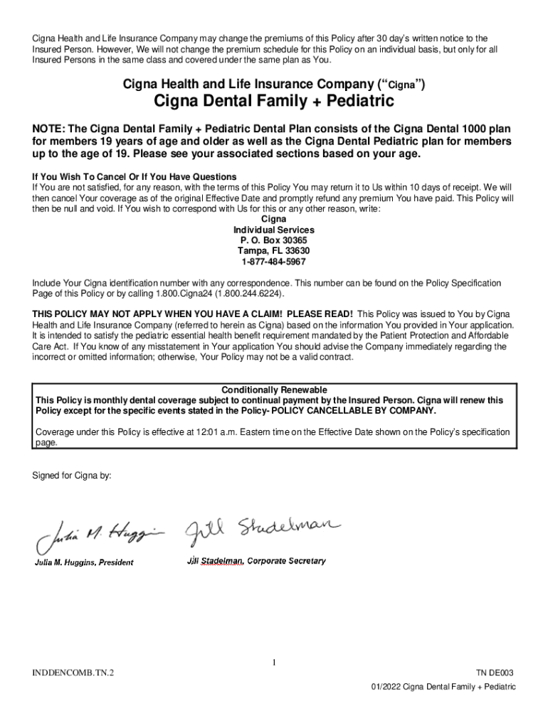 Fillable Online Cigna Health and Life Insurance Company ( Cigna Fax ...