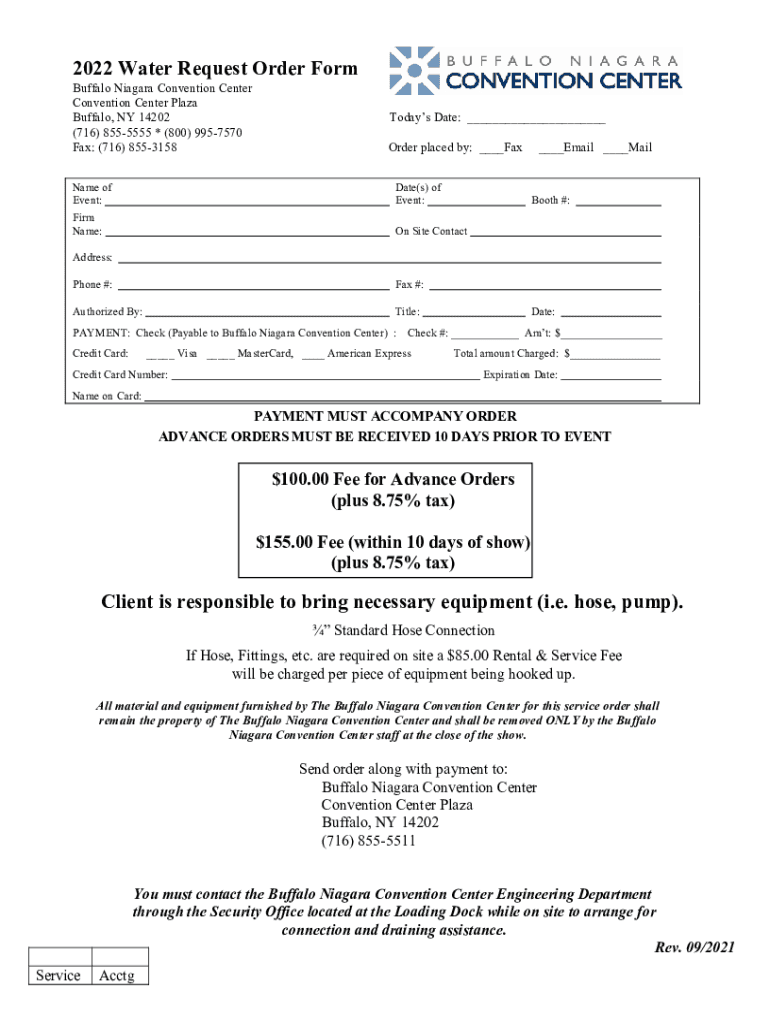 Fillable Online Fillable Online Water Request Order Form - Buffalo ...