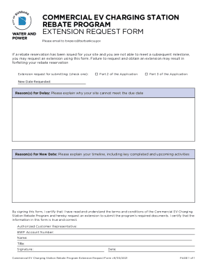 Fillable Online Extension Request Form form commercial ev charging station rebate program Fax ...