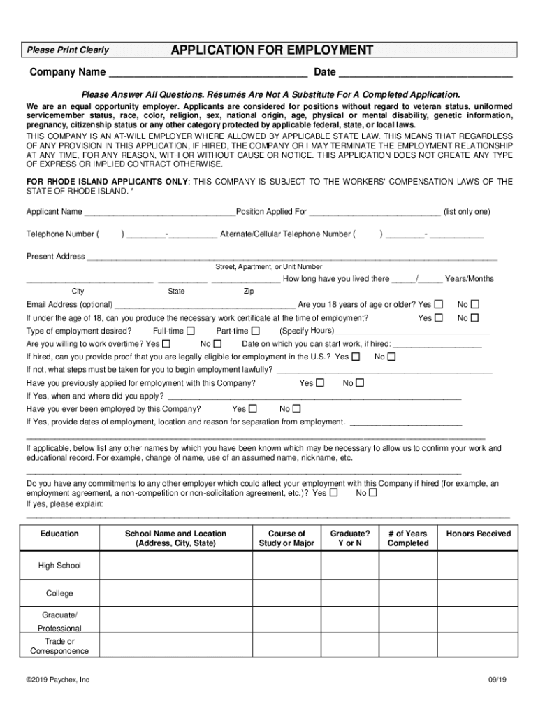 Fillable Online Fillable Online application for employment - The Lone ...