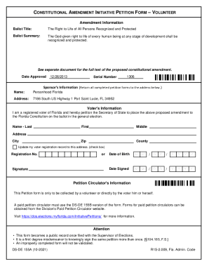 Fillable Online CONSTITUTIONAL AMENDMENT INITIATIVE PETITION FORM ...
