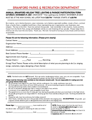 Fillable Online Branford Parks and Recreation Department: Holiday Tree ...