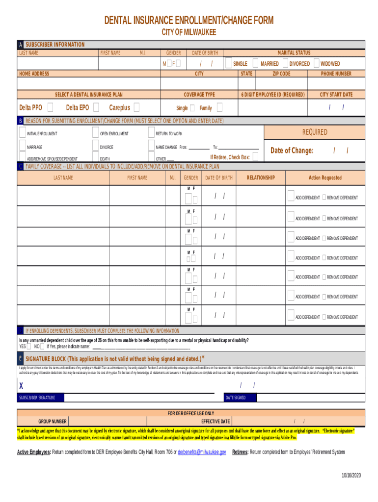 HEALTH INSURANCE ENROLLMENT/CHANGE - City of Milwaukee - city milwaukee ...