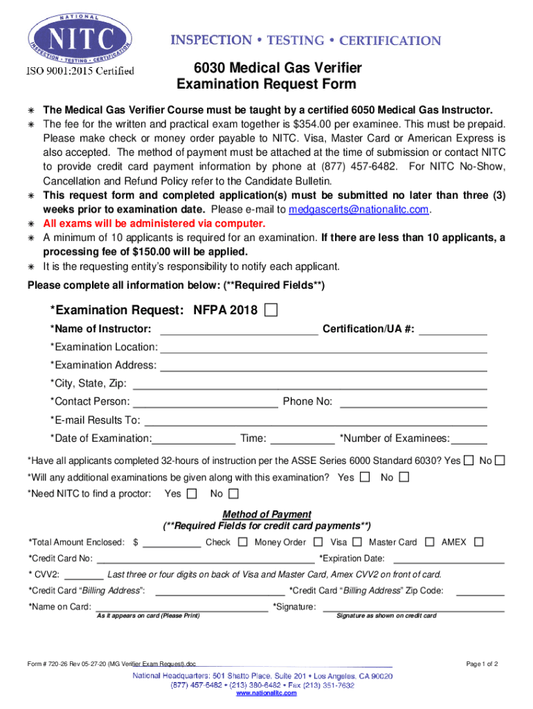 Fillable Online Application for Medical Gas Verifier Certification ...