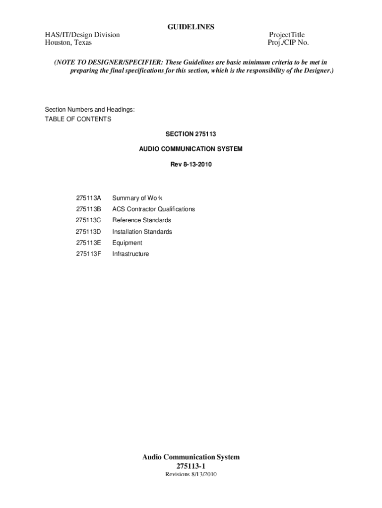 Fillable Online (NOTE TO DESIGNER/SPECIFIER: These Guidelines are basic ...