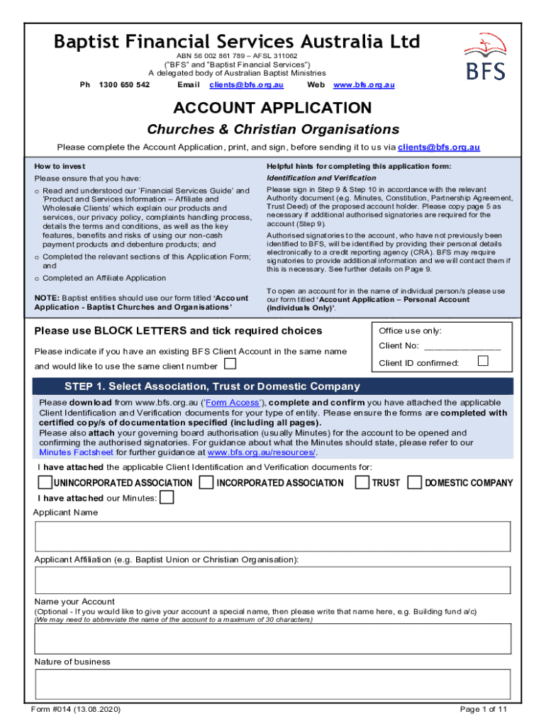 Fillable Online Fillable Online (BFS and Baptist Financial Services ...