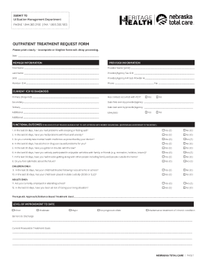 Fillable Online NTC - Outpatient Treatment Request Form. Outpatient ...