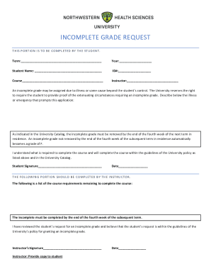 Fillable Online Policy & Instructions for completing Incomplete Grade ...
