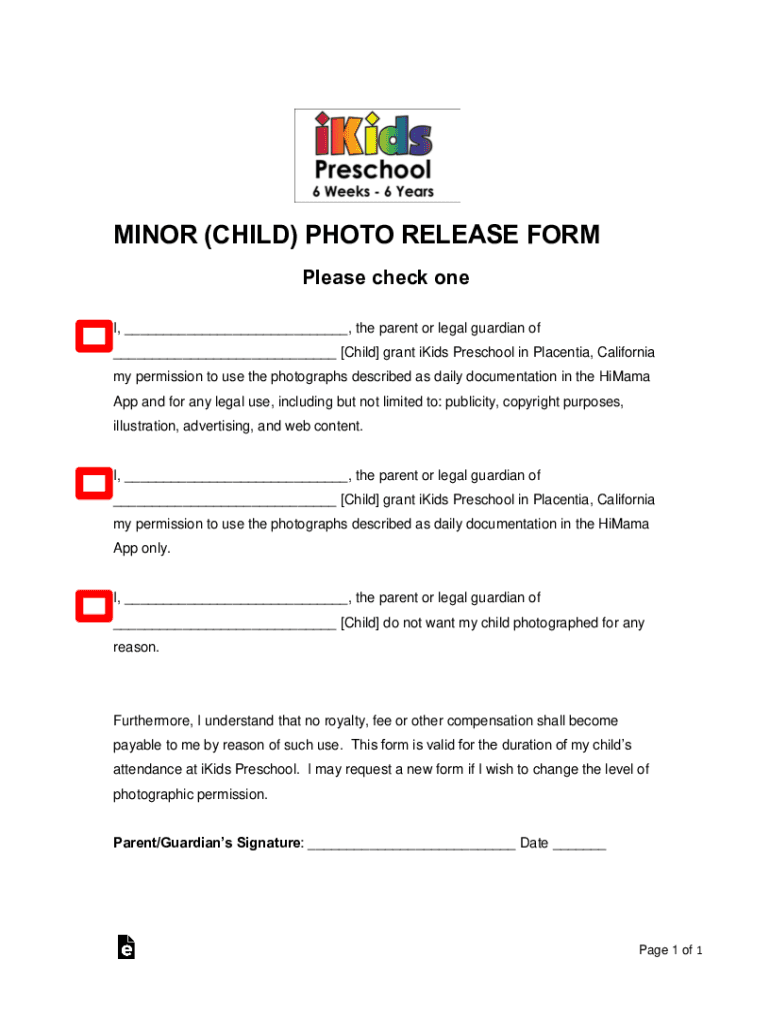 Fillable Online Free Minors Photo Release Form - FormsPal Fax Email ...