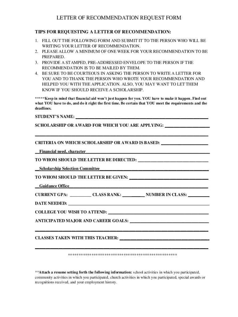 Fillable Online How to Ask for a Letter of Recommendation (Template ...