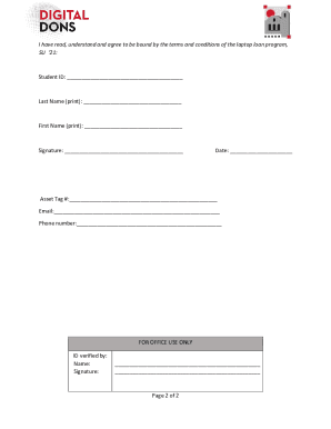 Fillable Online SU 21 Laptop Loan Agreement Form Fax Email Print ...