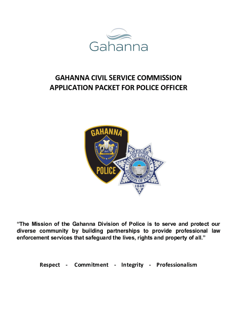 Fillable Online gahanna civil service commission application packet for police officer Fax Email ...