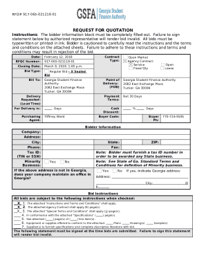 DOC State Entity RFQ Template - Vendor Registry Doc Template | pdfFiller