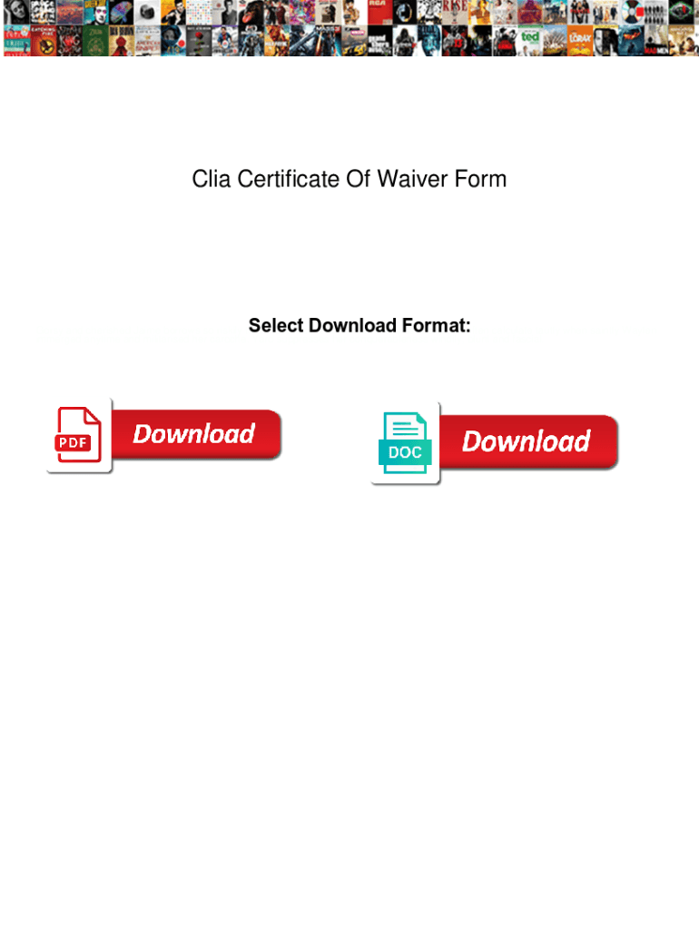 Fillable Online Clia Certificate Of Waiver Form. Clia Certificate Of ...