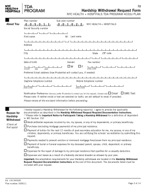 Fillable Online Hardship Withdrawal Request Form Nyc Health + Hospitals ...