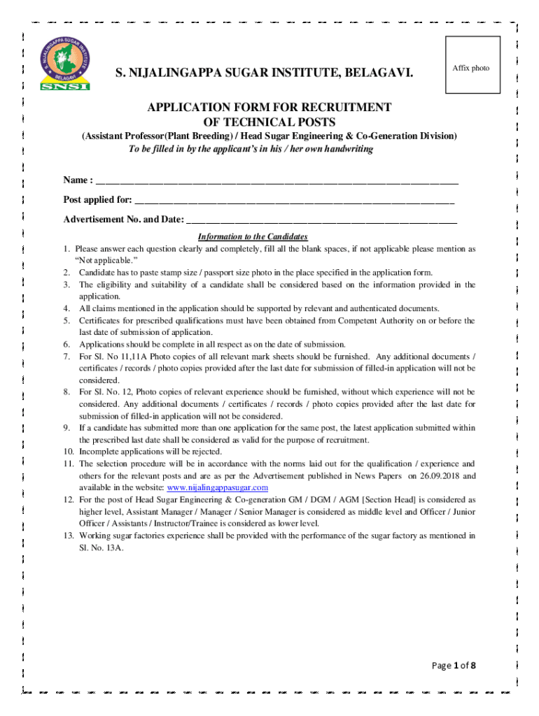 Fillable Online Affix photo APPLICATION FORM FOR RECRUITMENT OF ...