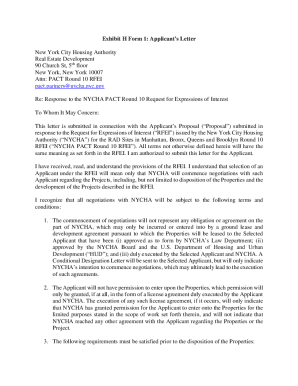 Fillable Online Exhibit H Form 1: Applicants Letter Fax Email Print ...