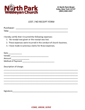 Fillable Online LOST / NO RECEIPT FORM Purchaser: Title: Fax Email ...