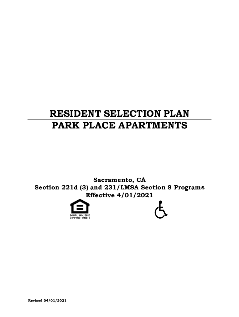 Fillable Online Fillable Online RESIDENT SELECTION CRITERIA - Park Place ... Fax Email Print ...