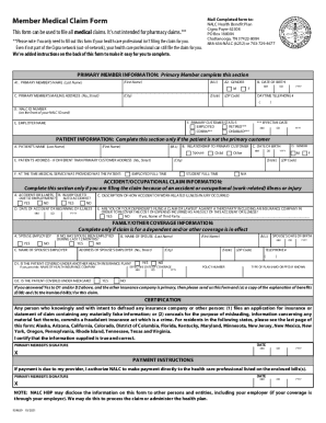 Fillable Online NALC Member Medical Claim Form. 924639 Custom Fillable ...