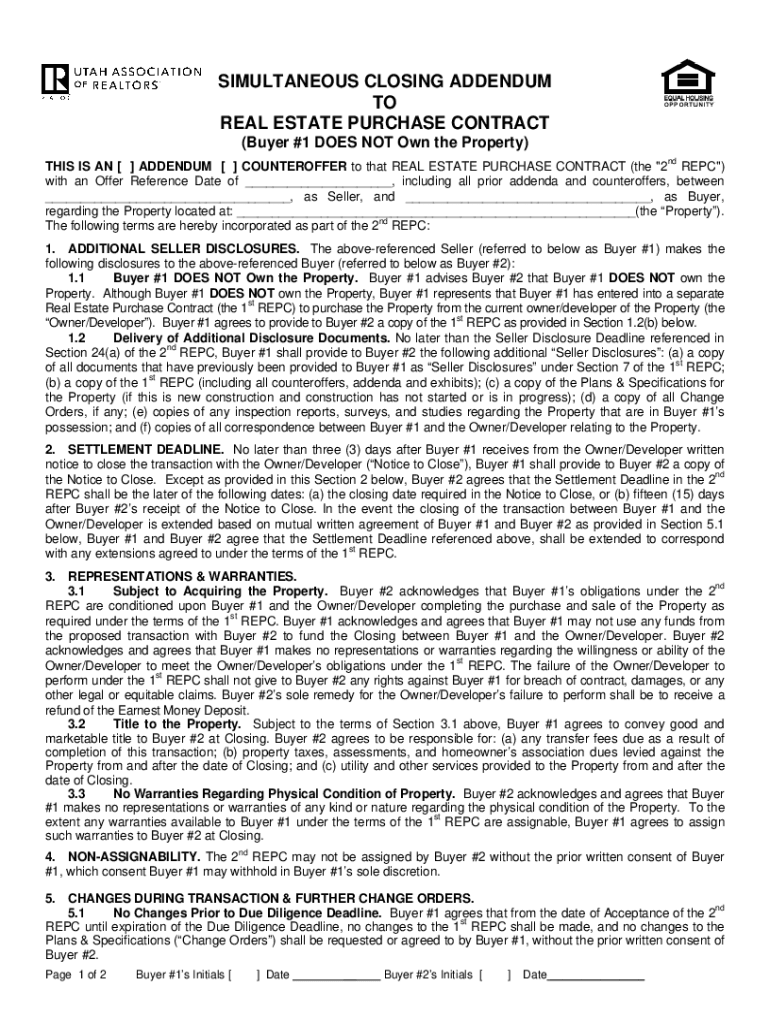 Fillable Online utahrealtors.comwp-contentuploadsSIMULTANEOUS CLOSING ...