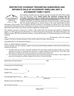 Fillable Online DECLARATION OF RESTRICTIONS (DEED RESTRICTION ...