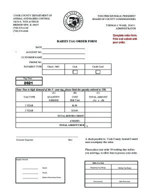 Fillable Online 3 TAG ORDER FORM Fax Email Print - pdfFiller