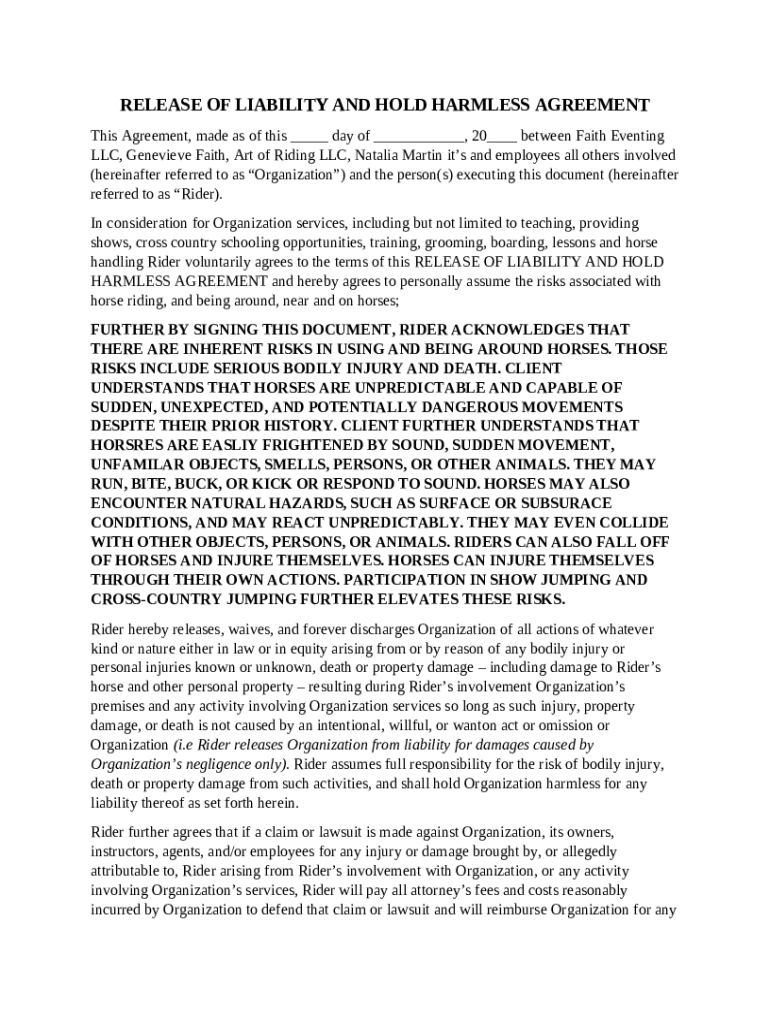 Release Of Liability TemplateFree Sample PDF And ...Free Indemnity ...