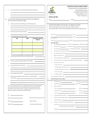 Fillable Online Motor Claim Form. Motor Claim Form Fax Email Print ...