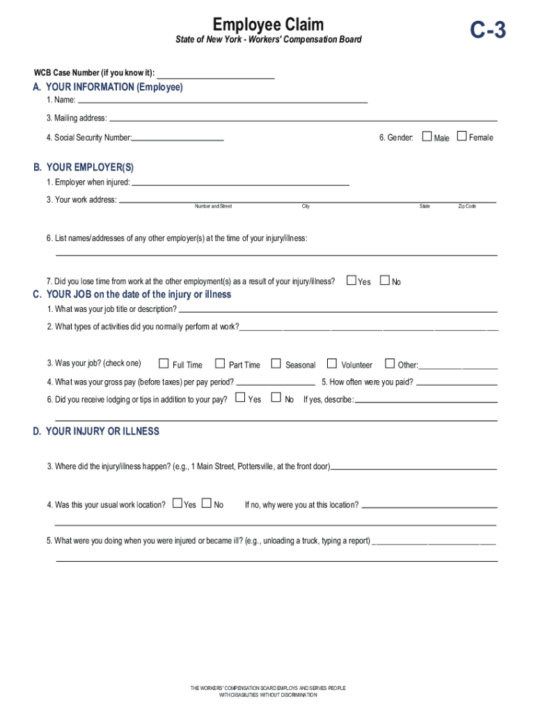 Fillable Online STATE OF NEW YORK WORKERS ' COMPENSATION BOARD ...