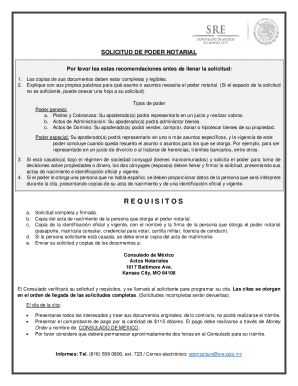 Fillable Online consulmex sre gob solicitud de poder notarial ...
