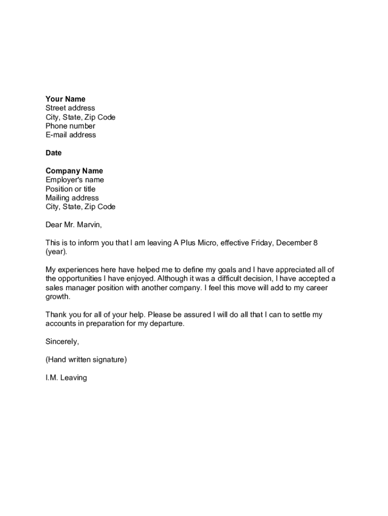 Example Of Two Weeks Notice - Fill Online, Printable, Fillable, Blank ...