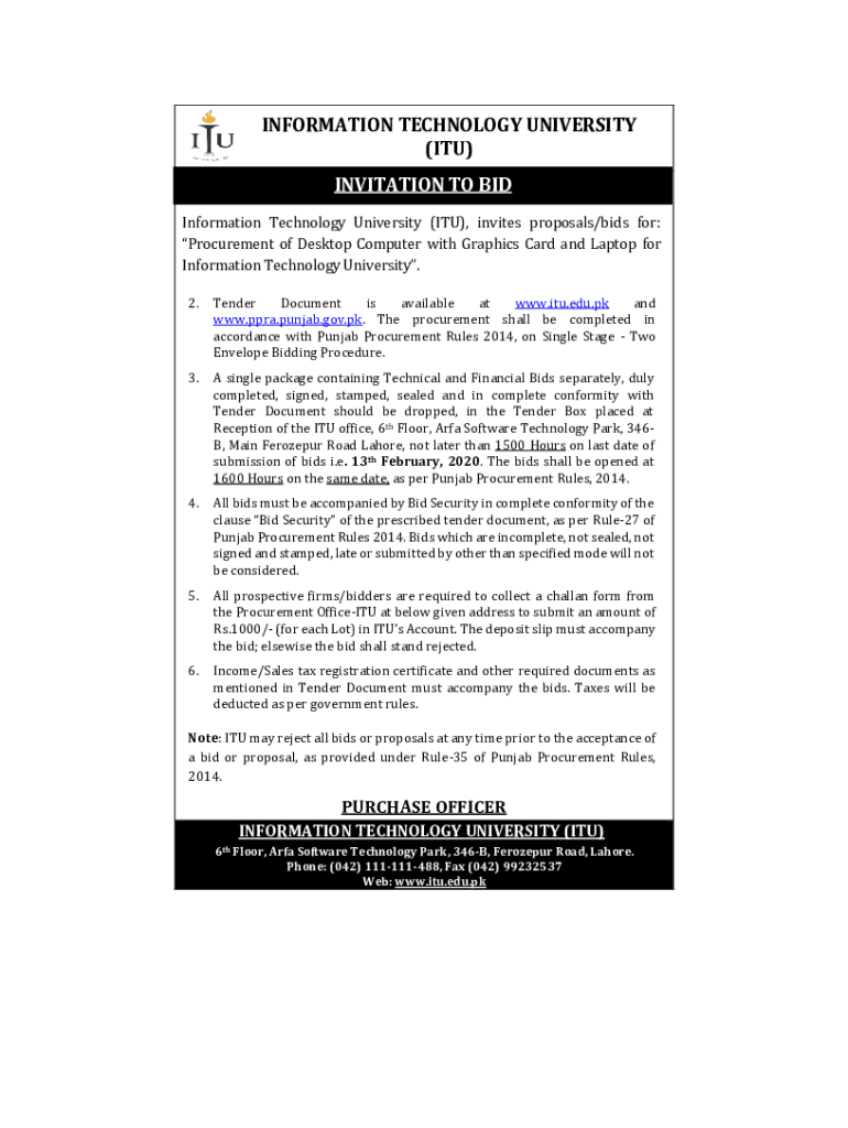 Fillable Online Procurement of Desktop Computer with Graphics Card and ...