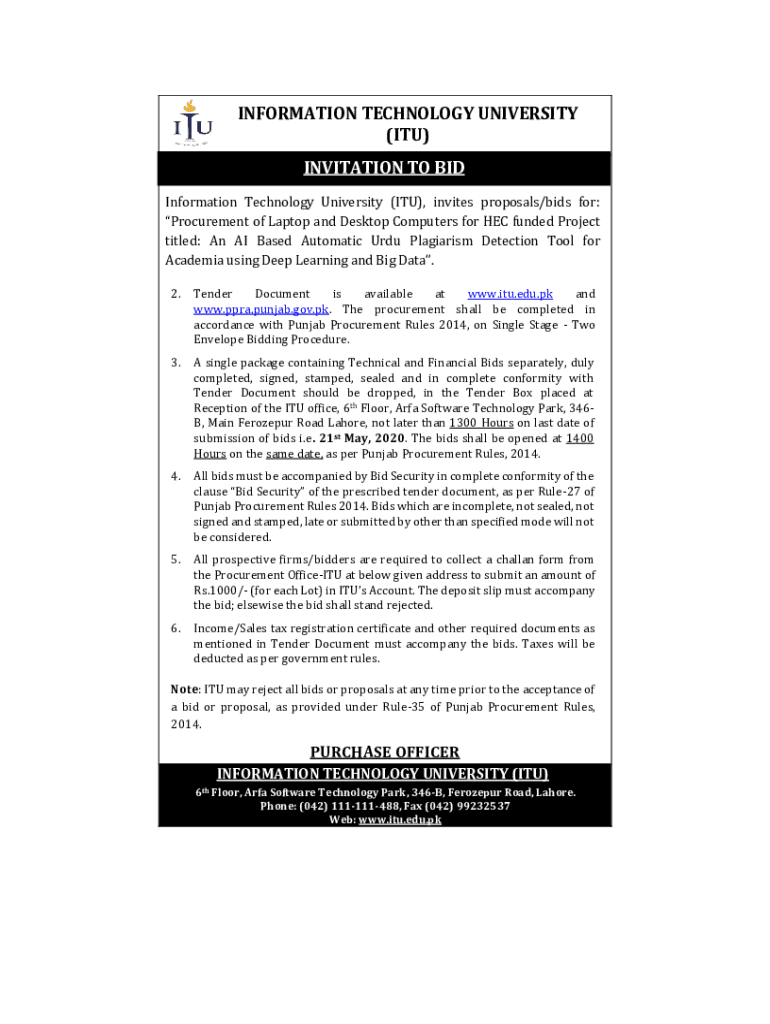 Fillable Online Procurement of Laptop and Desktop Computers for HEC ...