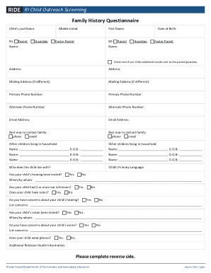 Fillable Online Family History Questionnaire2020 Fax Email Print ...