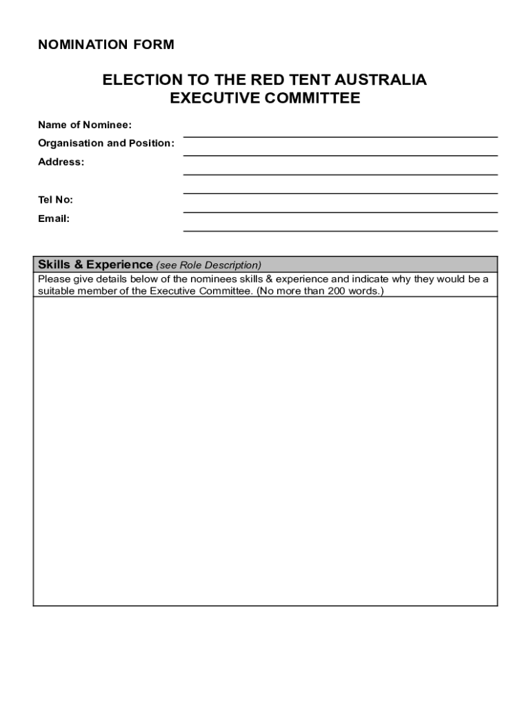 Fillable Online RTA Executive Committee Nomination Form Fax Email Print ...