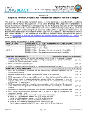 Fillable Online FORM-019 Express Permit Checklist for Residential EV ...