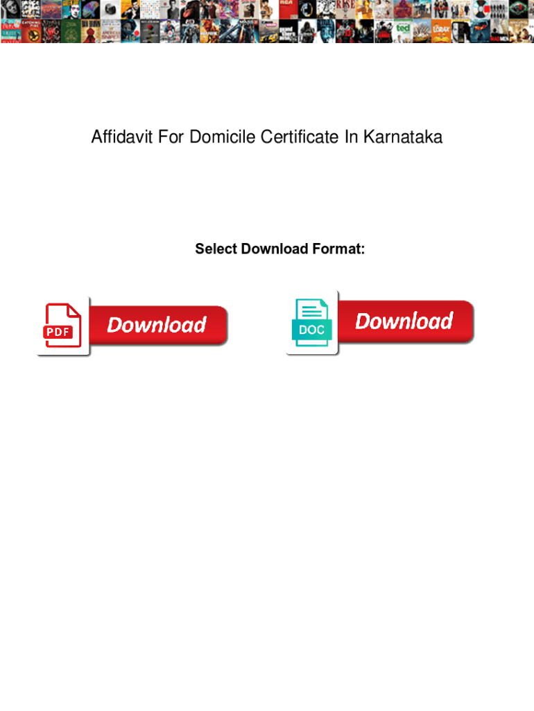 Fillable Online Affidavit For Domicile Certificate In Karnataka ...
