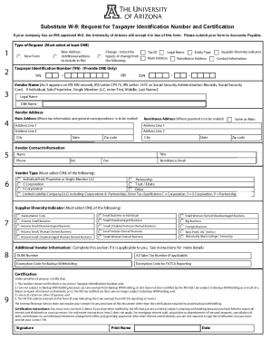 Fillable Online Substitute W-9: Request for Taxpayer Identification ...