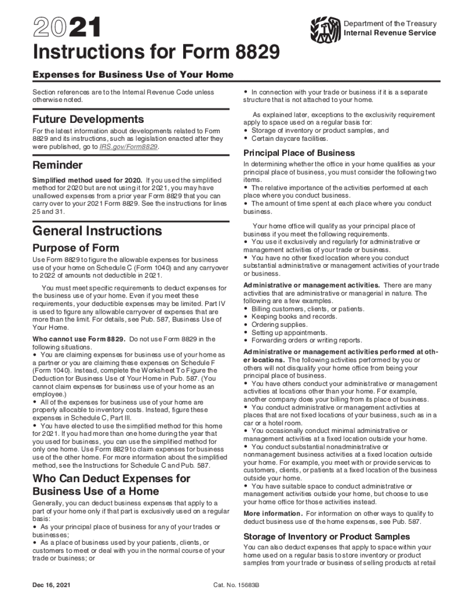 2022 IRS Form Instructions 8829 Printable - Fill Out Digital PDF Sample