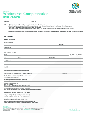 Fillable Online Workmen's Compensation Insurance Claim Form Fax Email ...